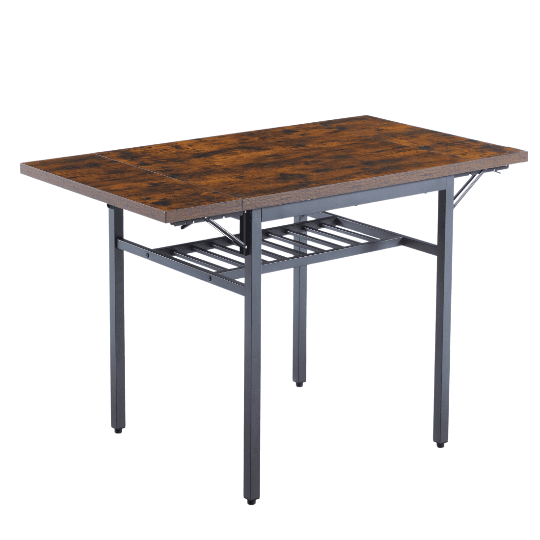 Folding Dining Table With 1 Shelves,Extendable Table Surface Floor ...
