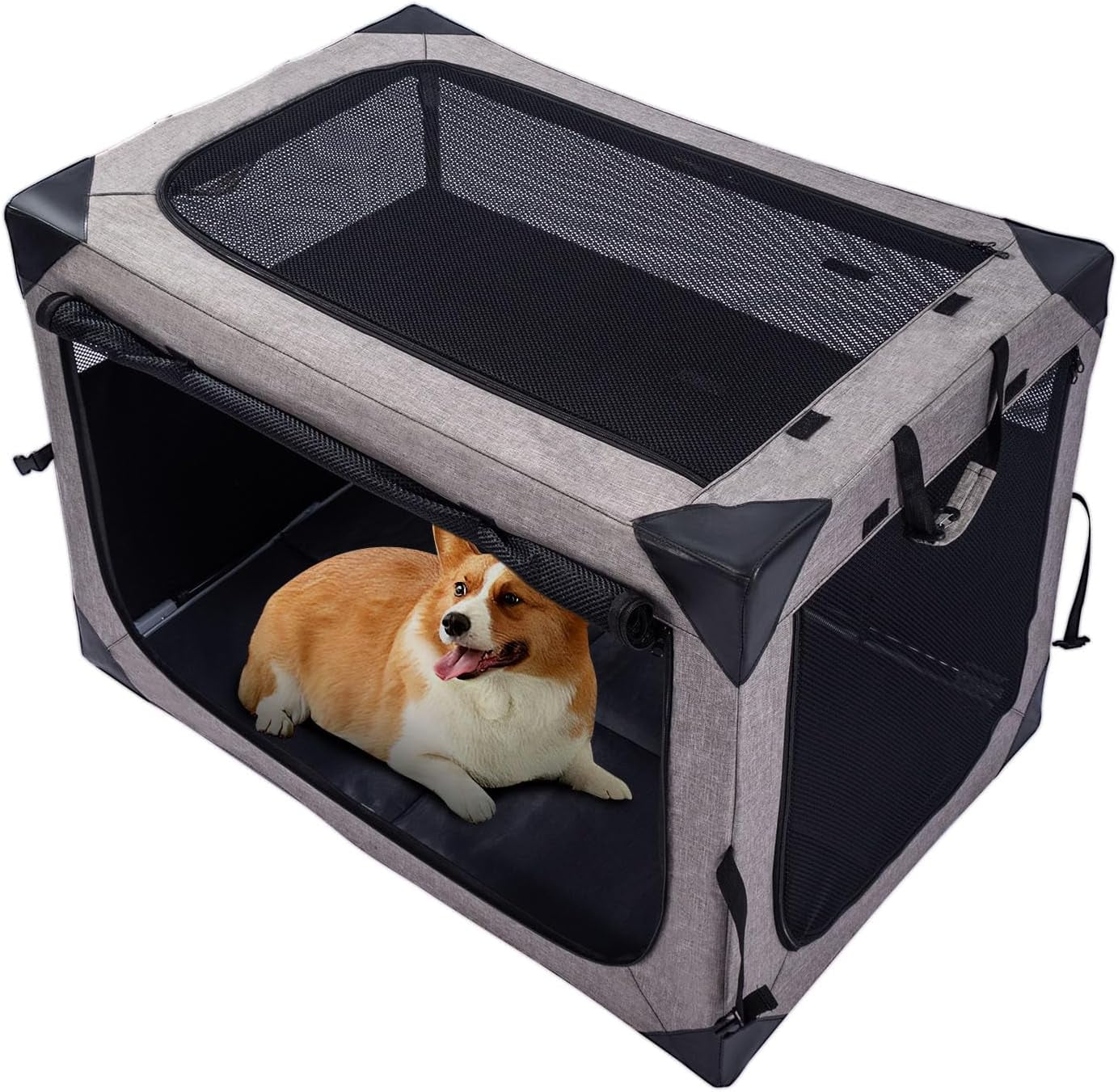 Folding Dog Crate Outdoor Travel Soft 36" Large Dog Crate for Large ...