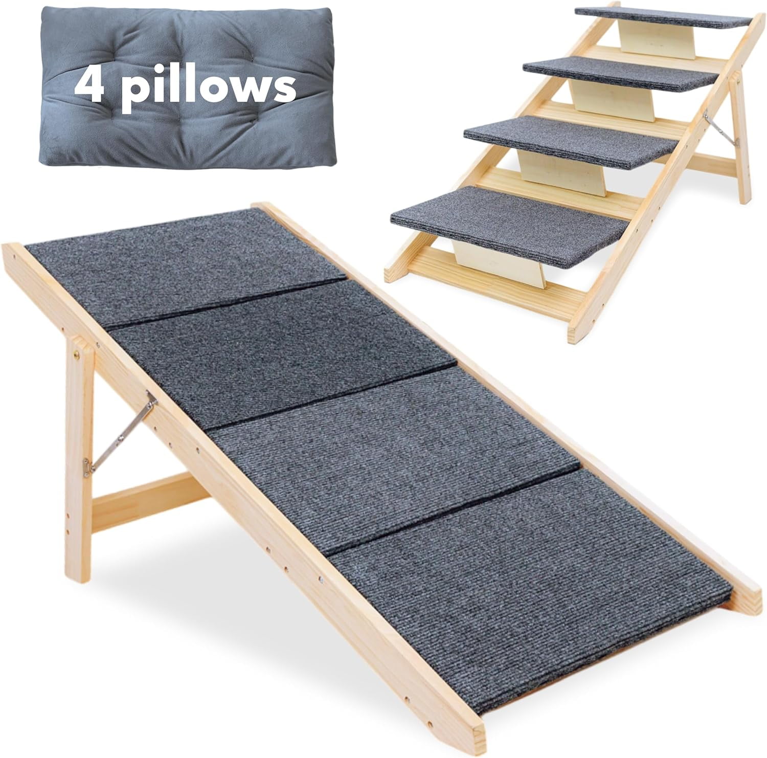 Folding Dog Ramp for Bed and Car - Transforms into Step Dog Stairs for ...