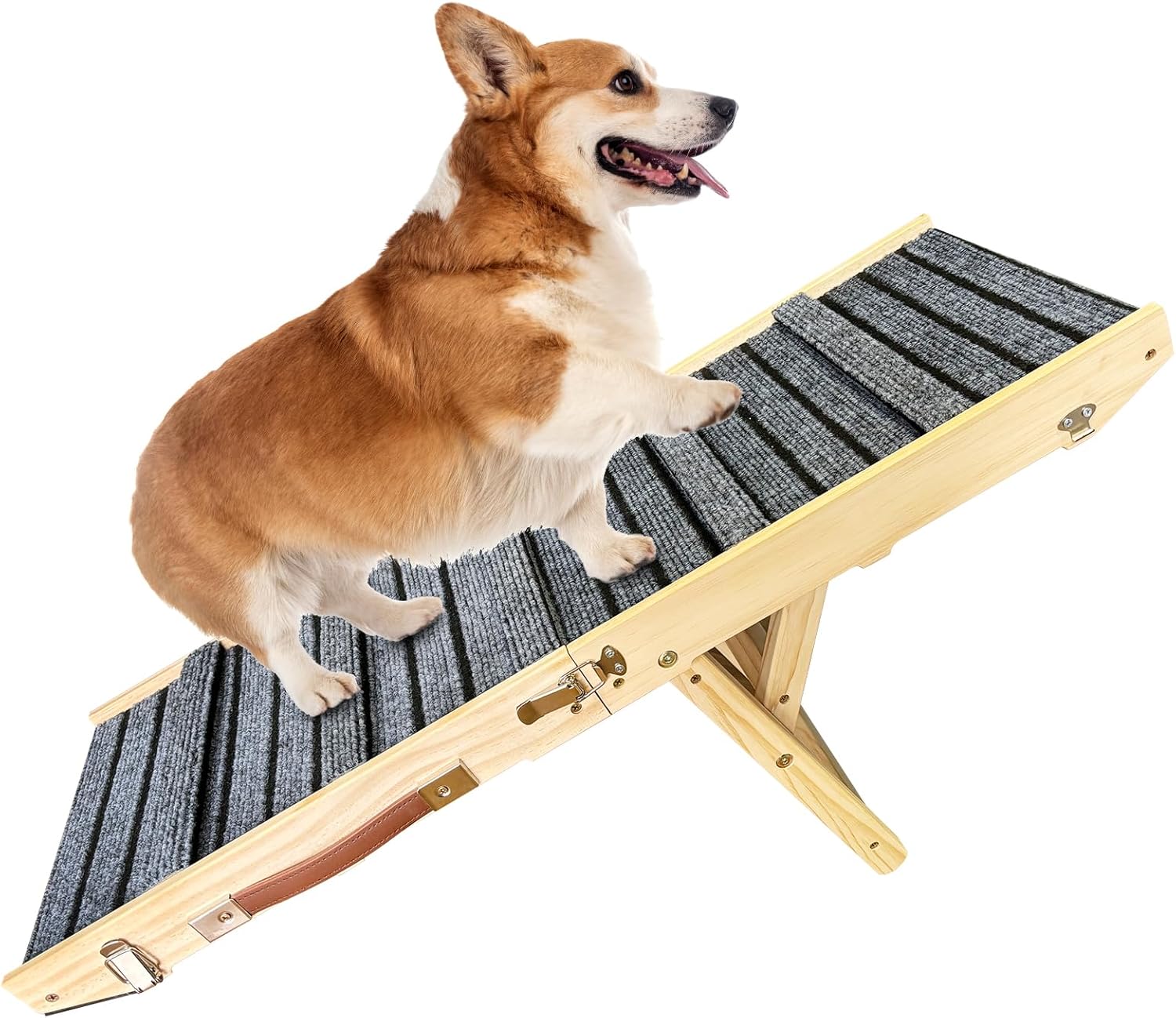 Folding Dog Ramp for Bed, Wooden Adjustable Pet Ramp for Dogs Under ...