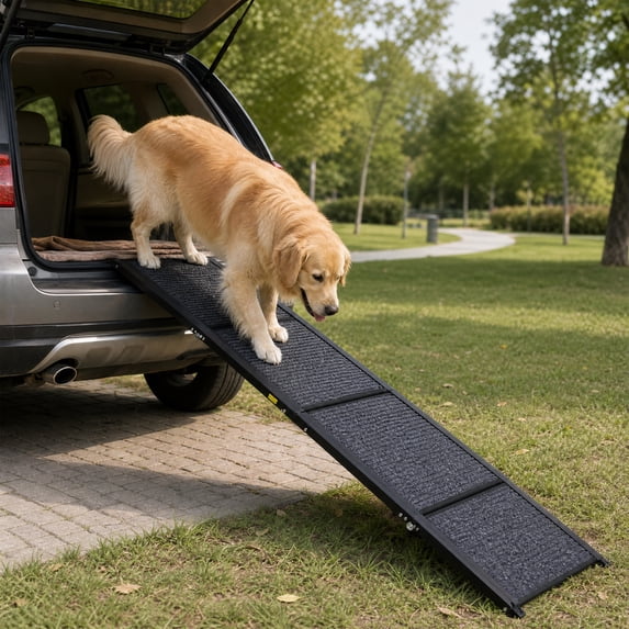 Folding Dog Ramp for Car, Portable Pet Ramp with Non-Slip Felt Rug ...
