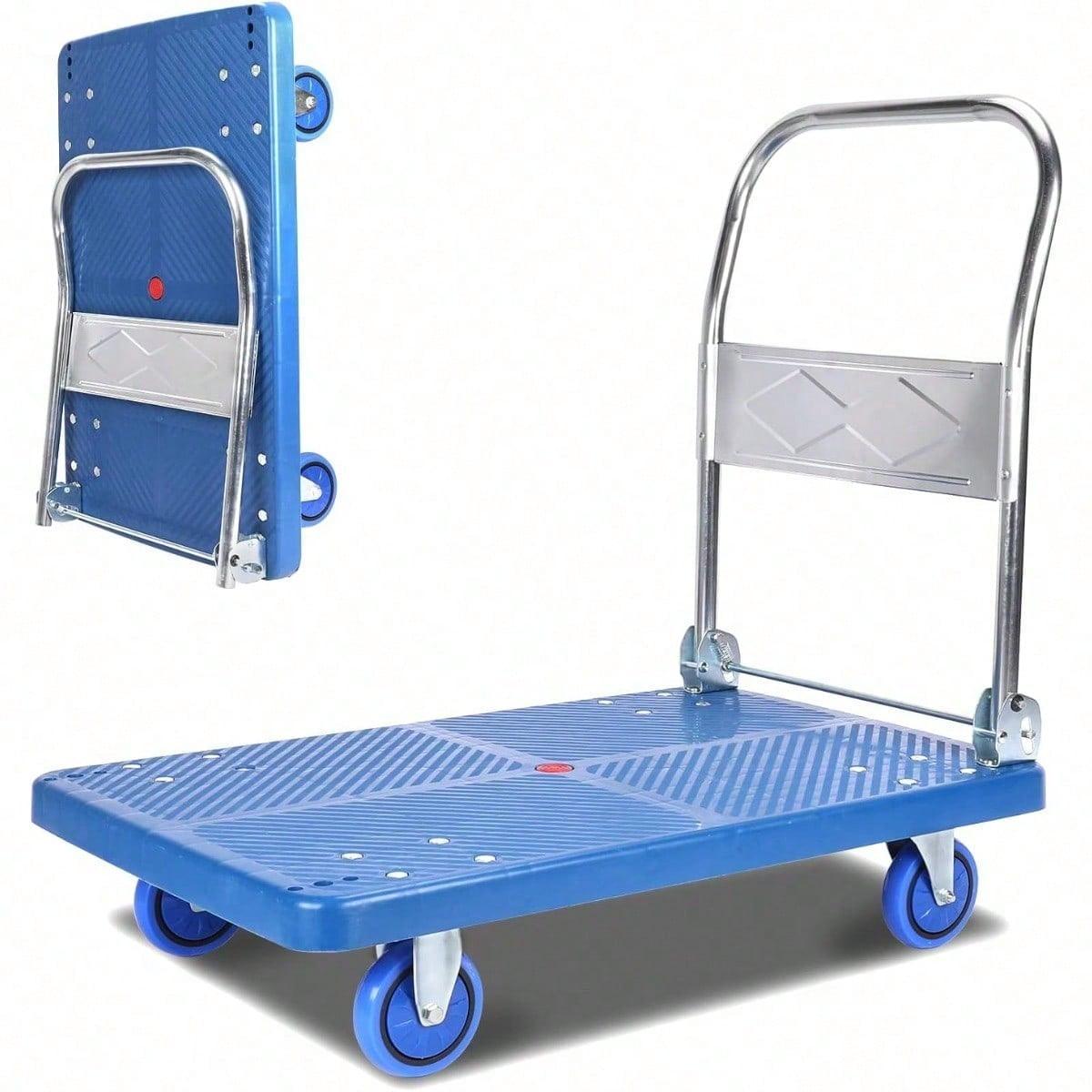 Folding Dolly Cart with Wheels Collapsible - 1500lbs Portable Foldable ... Folding Dolly Cart with Wheels Collapsible - 1500lbs Portable Foldable ...