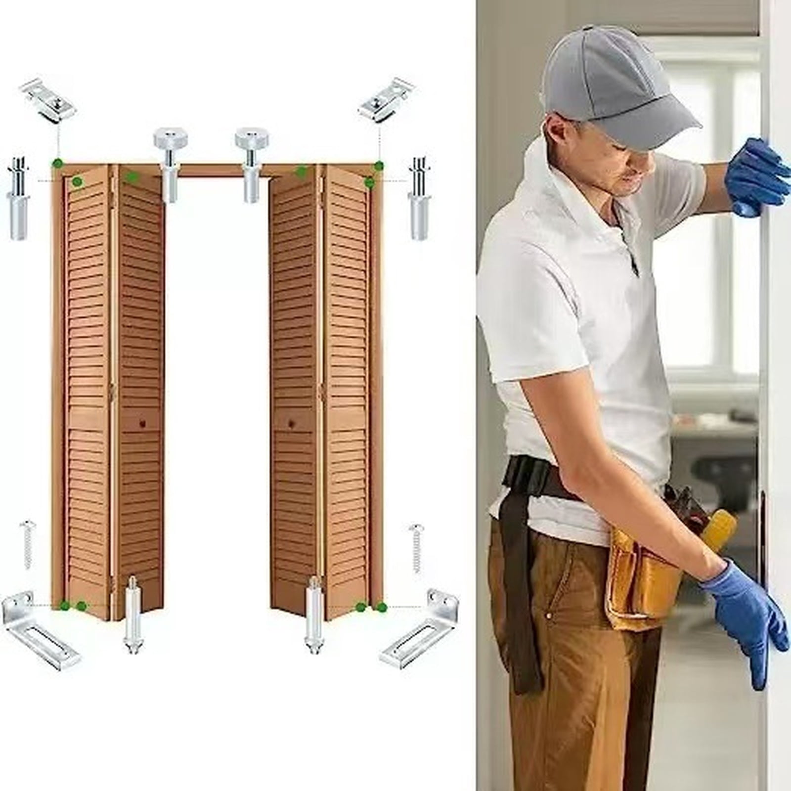 Folding Door Hardware Kit with Metal Top Pulley and Connectors ...