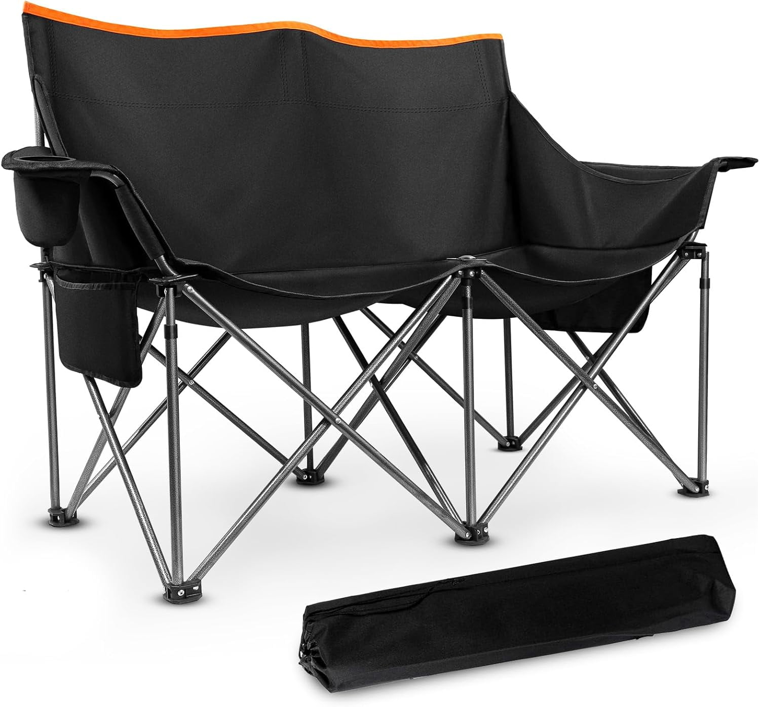 ® Folding Double Camping Chair Fold up Loveseat Duo Camp Chairs for ...