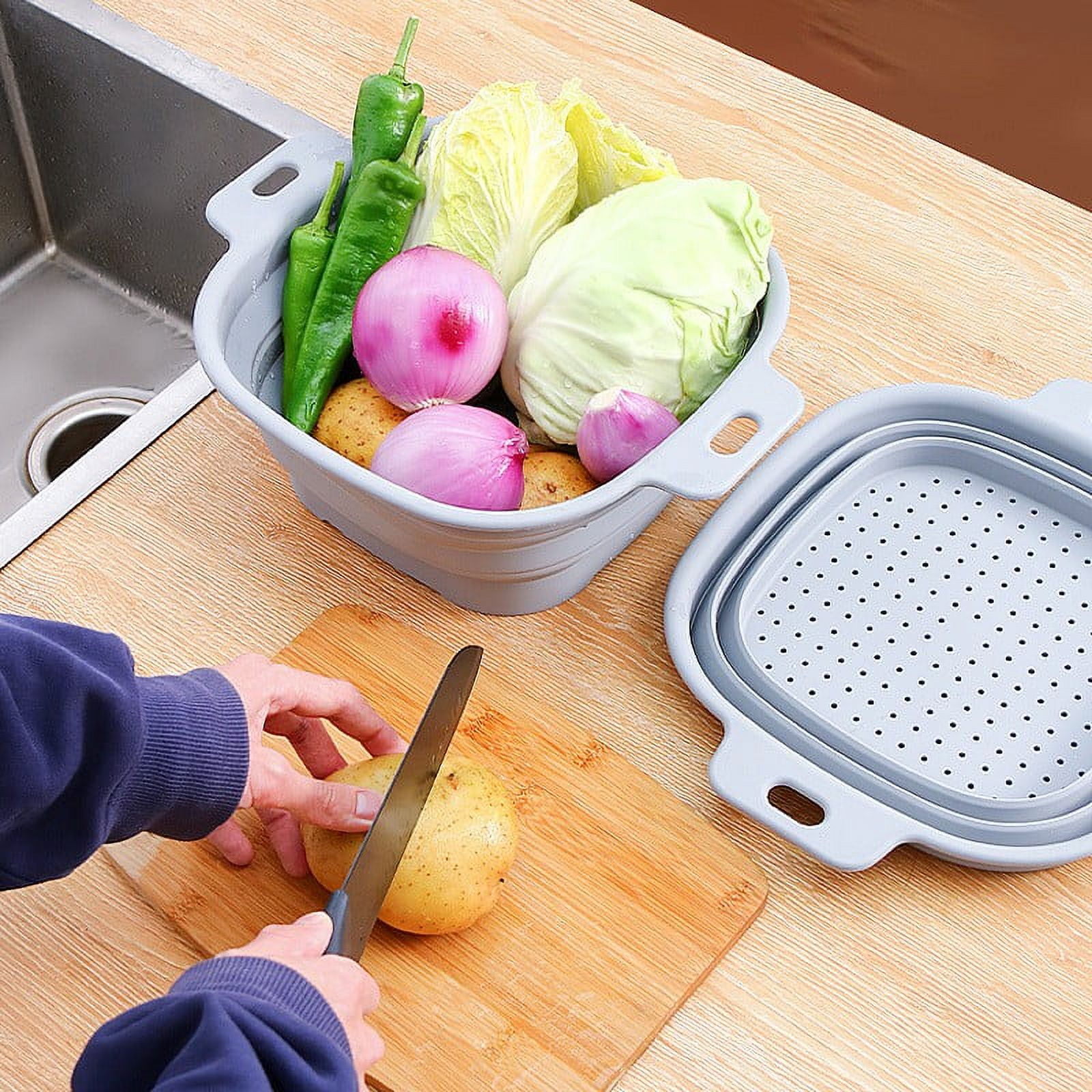 Folding Drains Basket for Kitchen Sink, Multi-functional Silicone ...