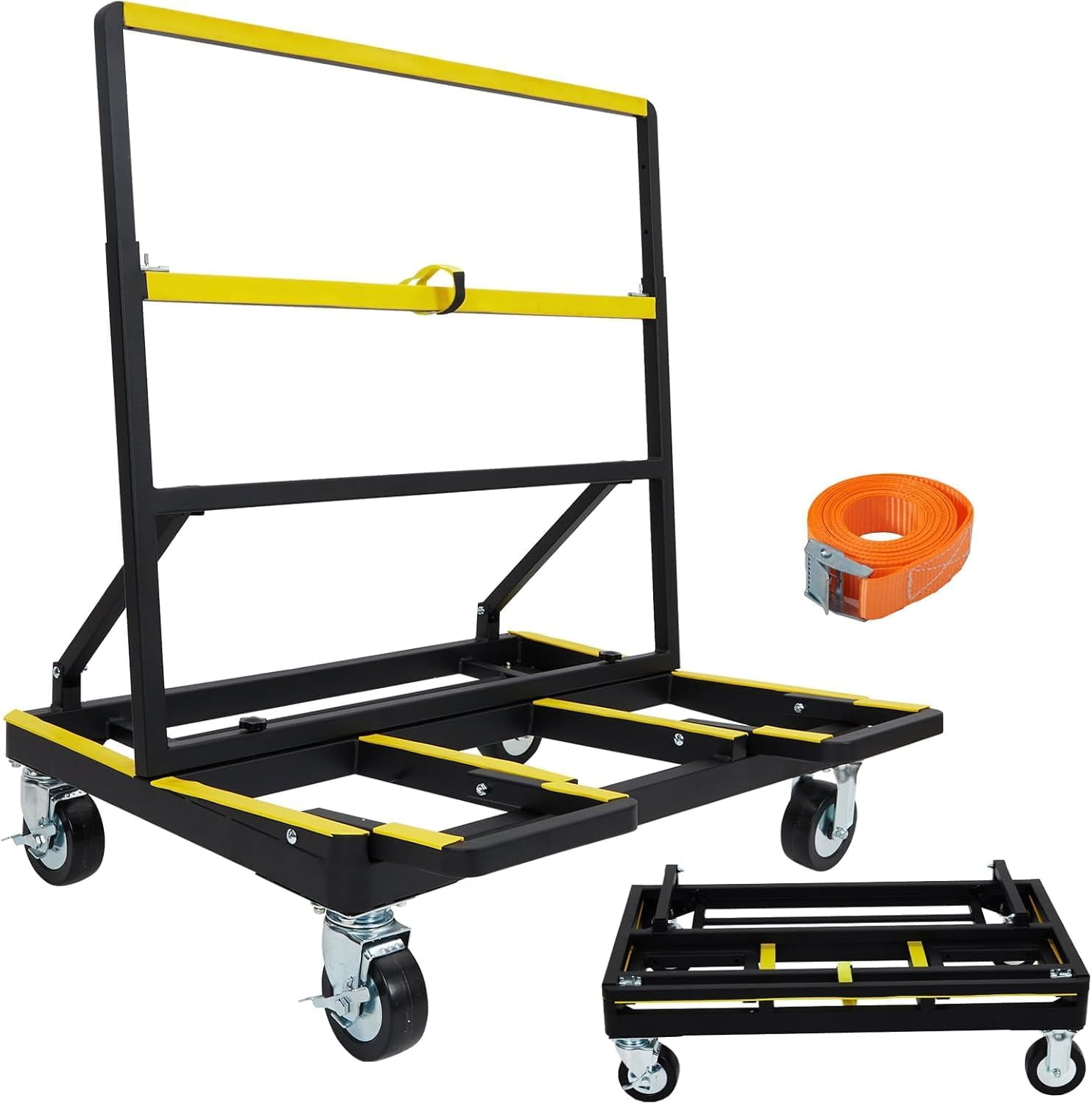 Folding Drywall Cart - 2200lbs Capacity Panel Dolly Cart with Nylon ...
