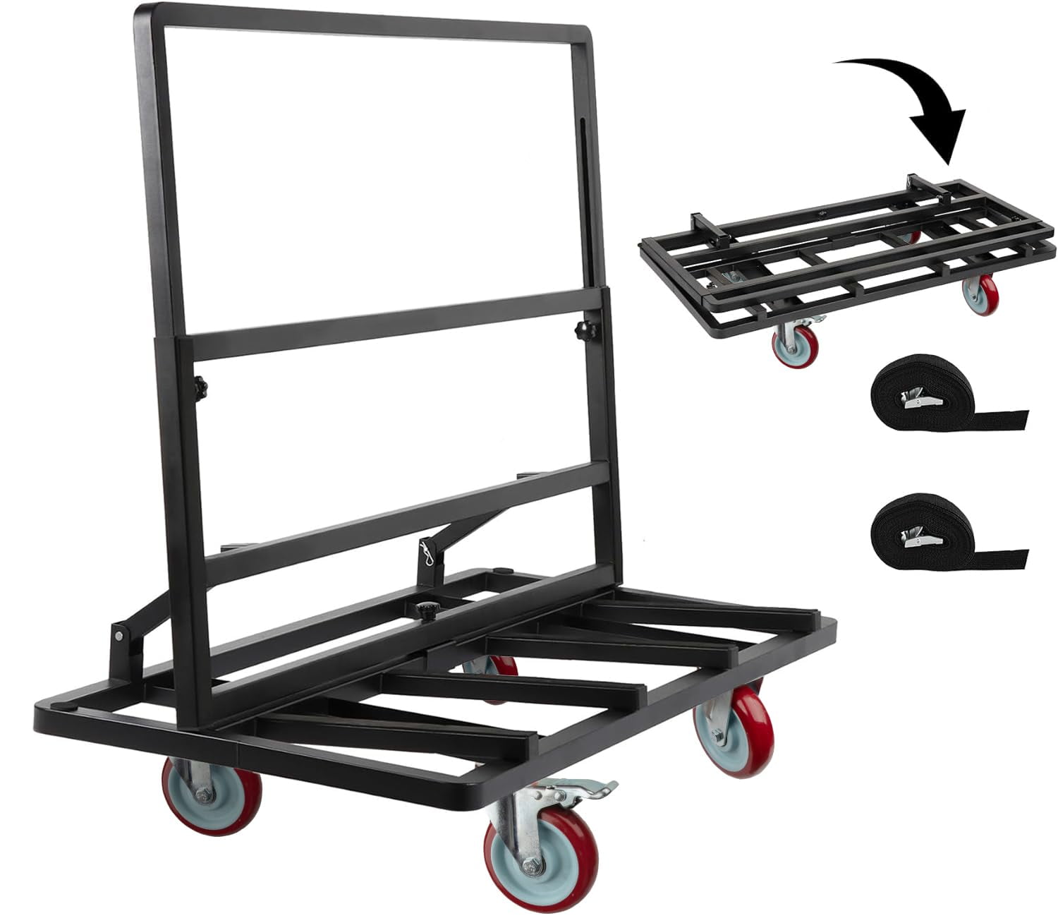 Folding Drywall Cart, Drywall Dolly w/ 5" Swivel Casters, 44.5" x 22" x ...