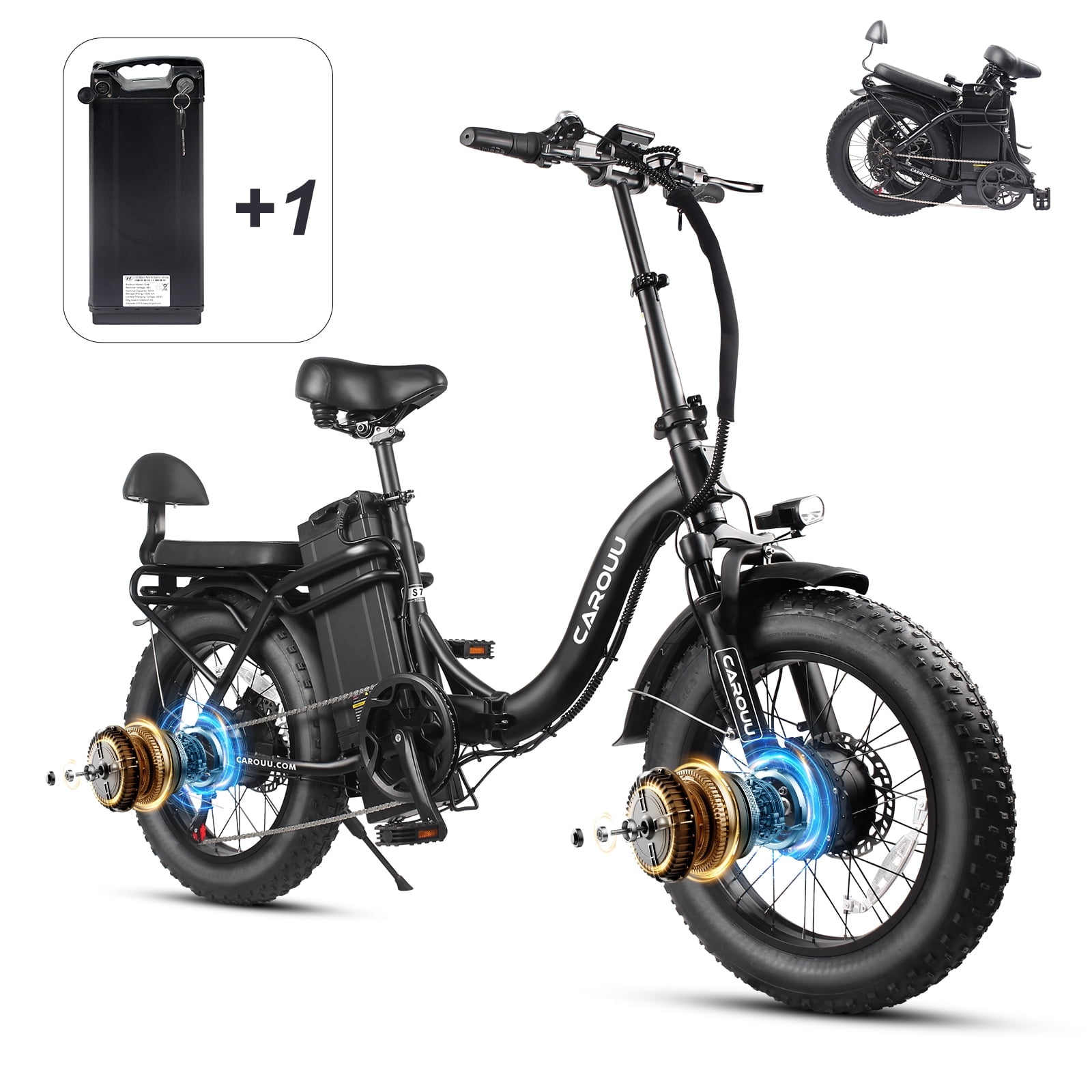 Folding Dual Motors Electric Bike for Adults 20'', 2000W E-Mountain ...