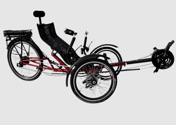 Folding Electric Tadpole Recumbent Trike Red, Motorized Recumbent ...
