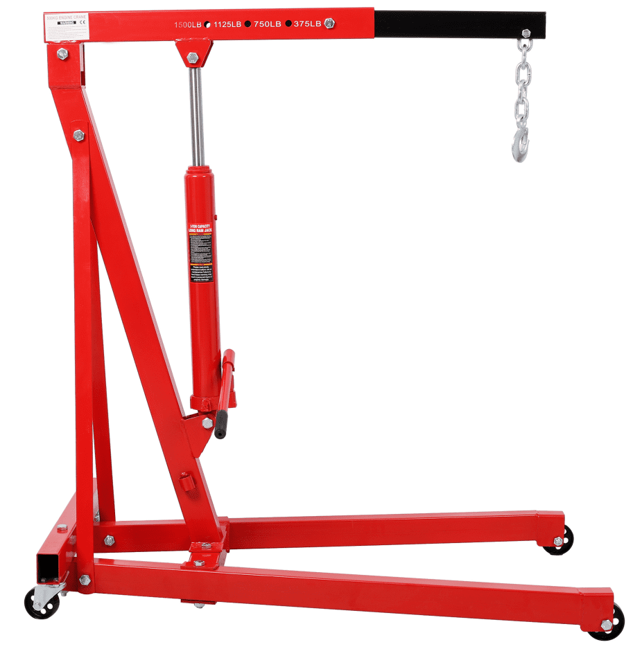 Folding Engine Hoist 1500LB Lift Heavy Duty Steel Crane Red - Walmart.com
