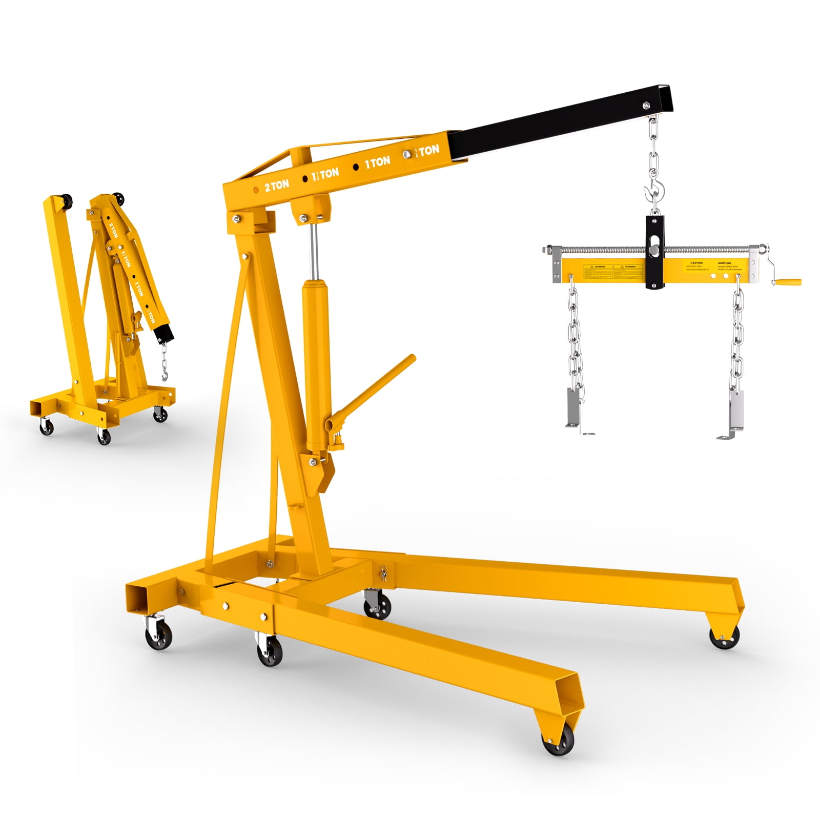 Folding Engine Hoist, 4400 LBS Foldable Shop Crane with 6 Casters ...