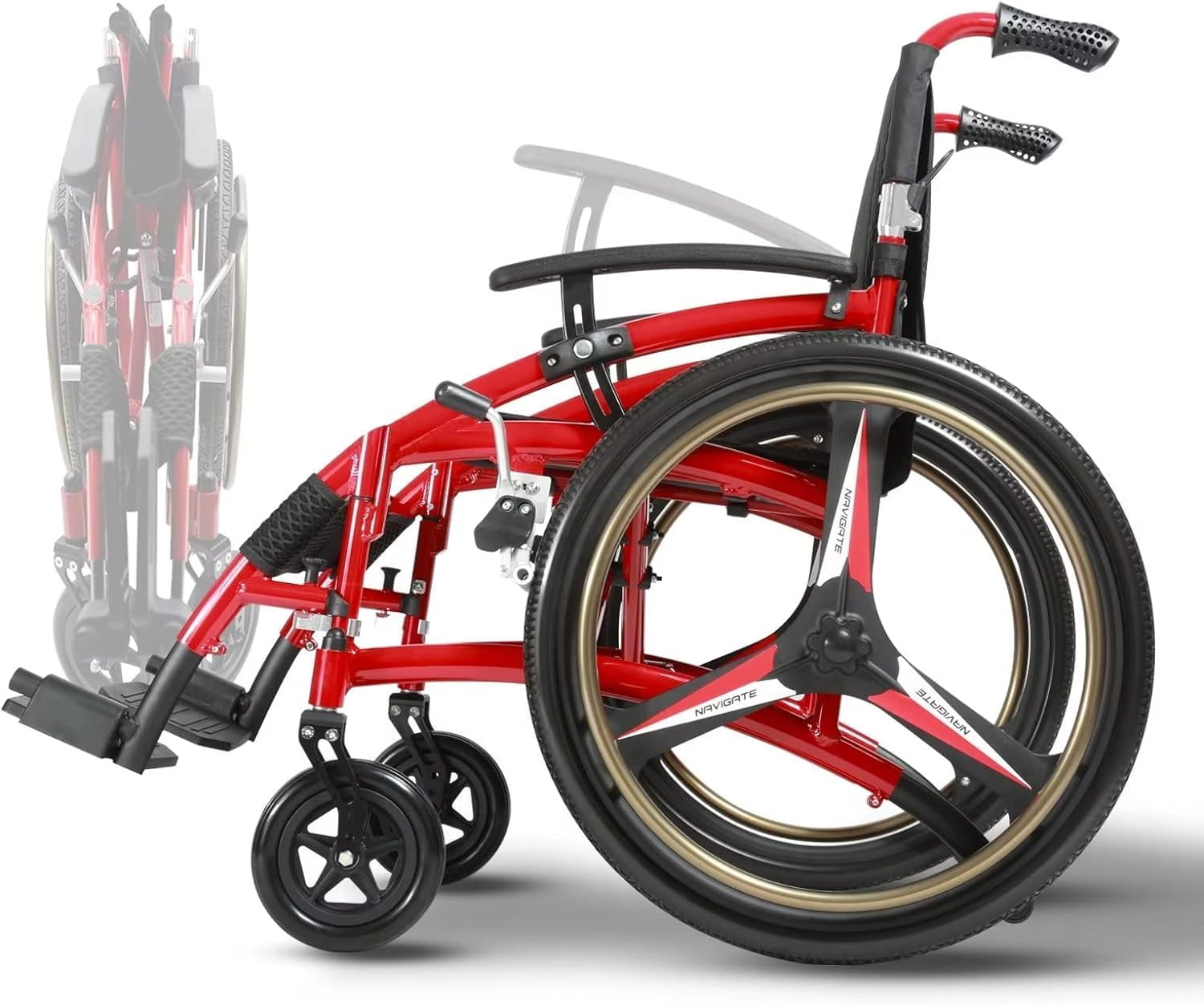 Folding Ergonomic Transport Wheelchairs,Sports Wheelchair for Adult ...