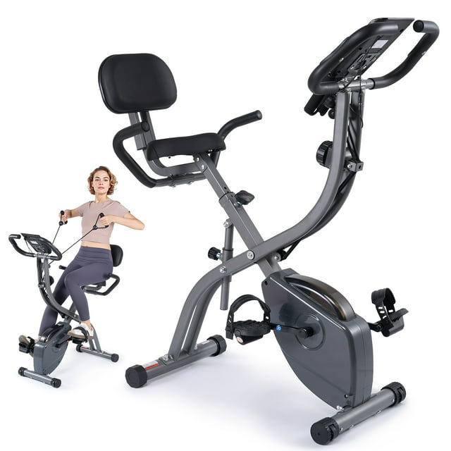 Foldable Magnetic Exercise Bike with Pulse Sensor, LCD Monitor for Home ...