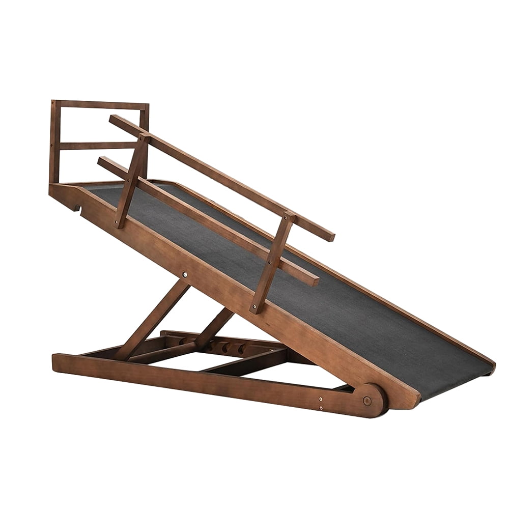 Folding Extra Long Wooden Dog Ramp, 5 Level Pet Ramp with Rubber Mat ...