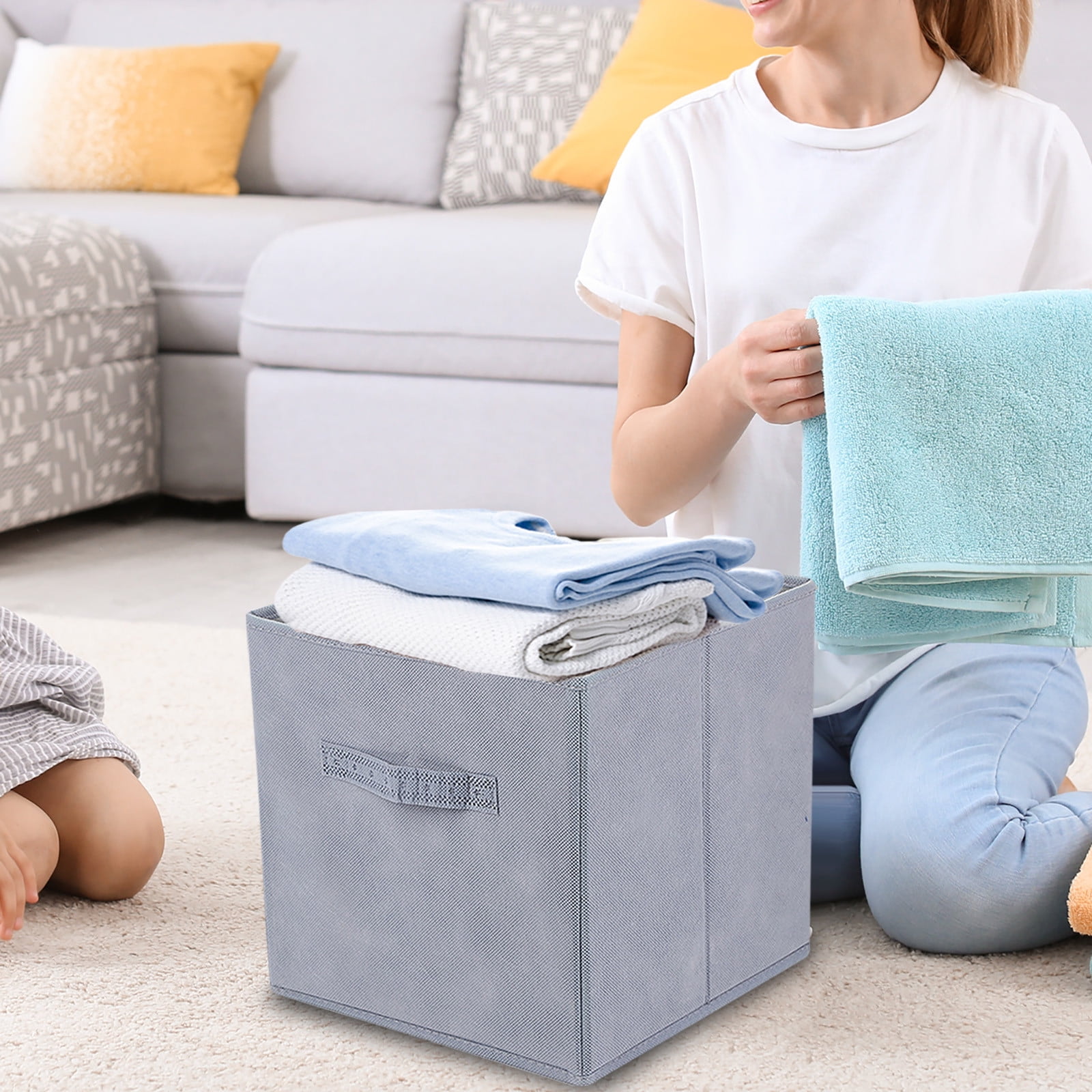 Folding Fabric Storage Box 28x28x28cm Non-Woven Organizer for Clothes ...