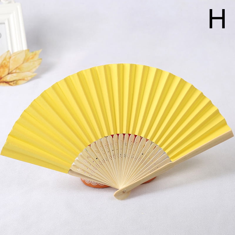 Folding Fan Blank Paper Bamboo Dance Hand Fans Art Craft Wedding Party ...