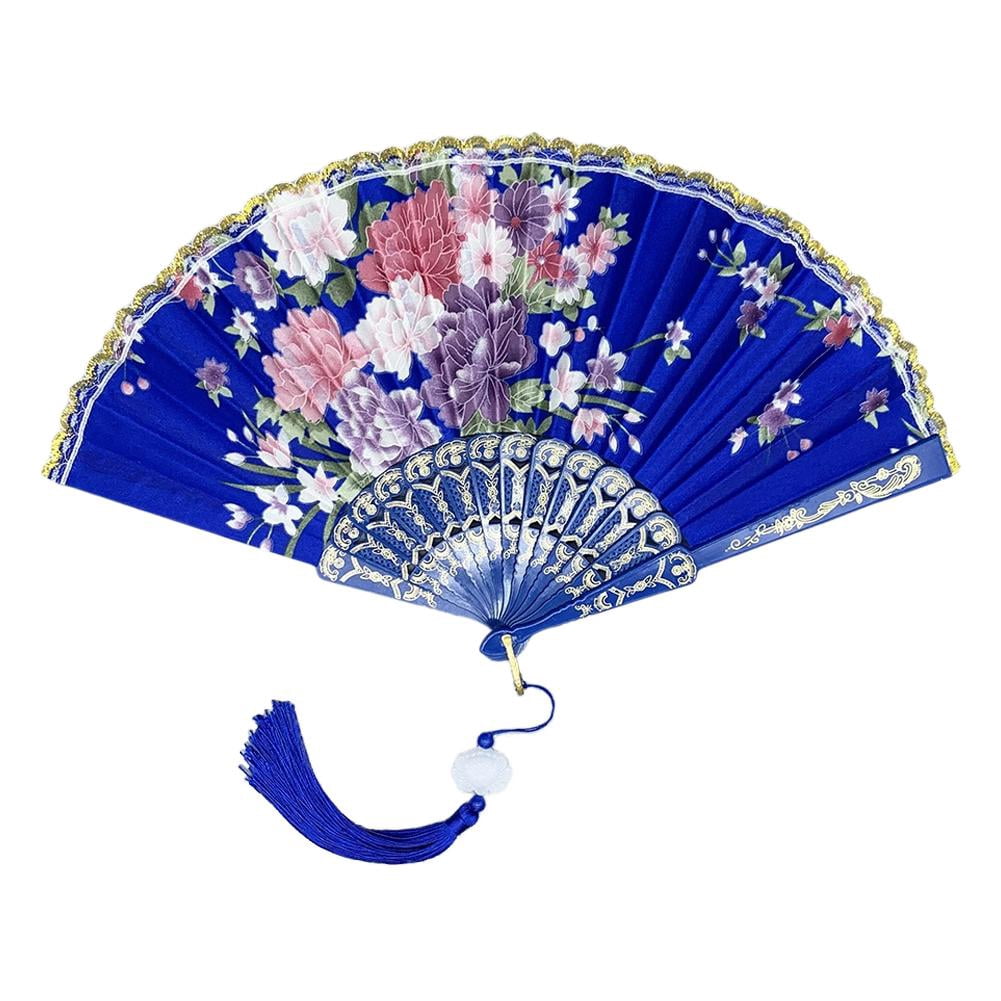 Folding Fan Chinese Bamboo Vintage Silk Hand Held Dance Fans Party ...