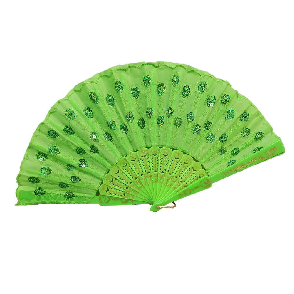 Folding Fan Hand Held FAN Multicolor Party Plastic Satin Spanish Style ...