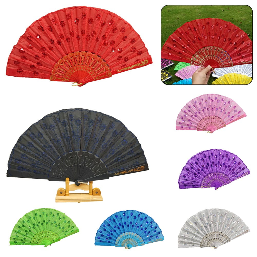 Folding Fan New Chinese Hand Heldsilk Folding Flower Dance Colorful ...