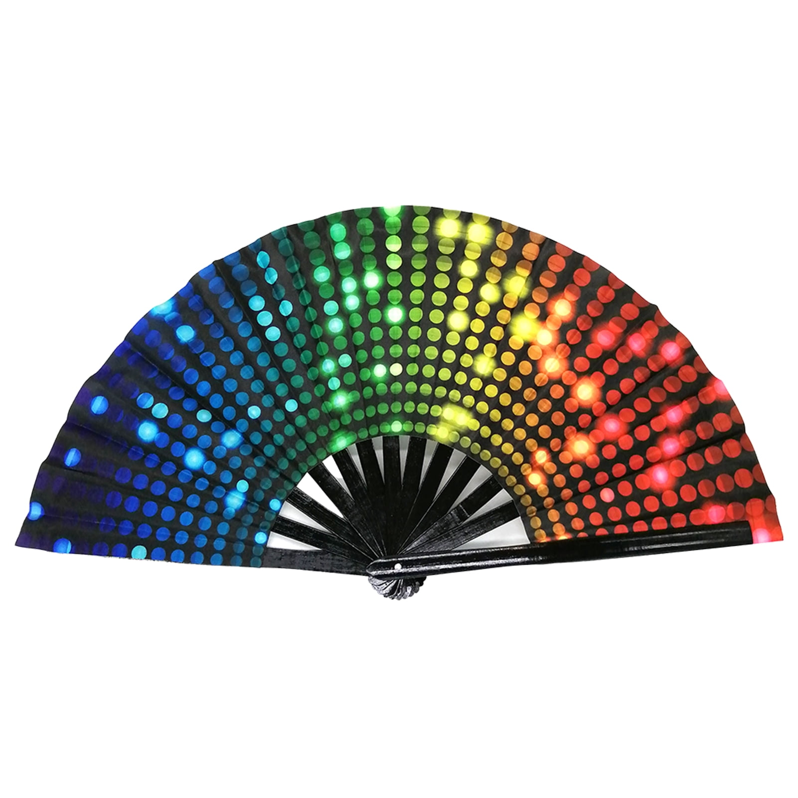 Folding Fan, Rainbow Rave Hand Fan, Bamboo Holding Hand Fan, Large ...
