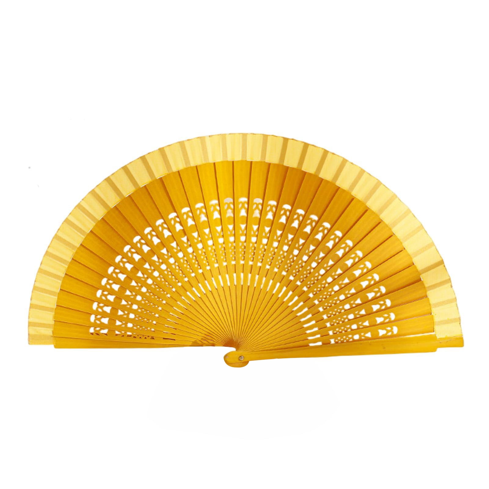 Folding Fan Traditional Chinese Style Solid Wood Pure Color Carved Ribs ...