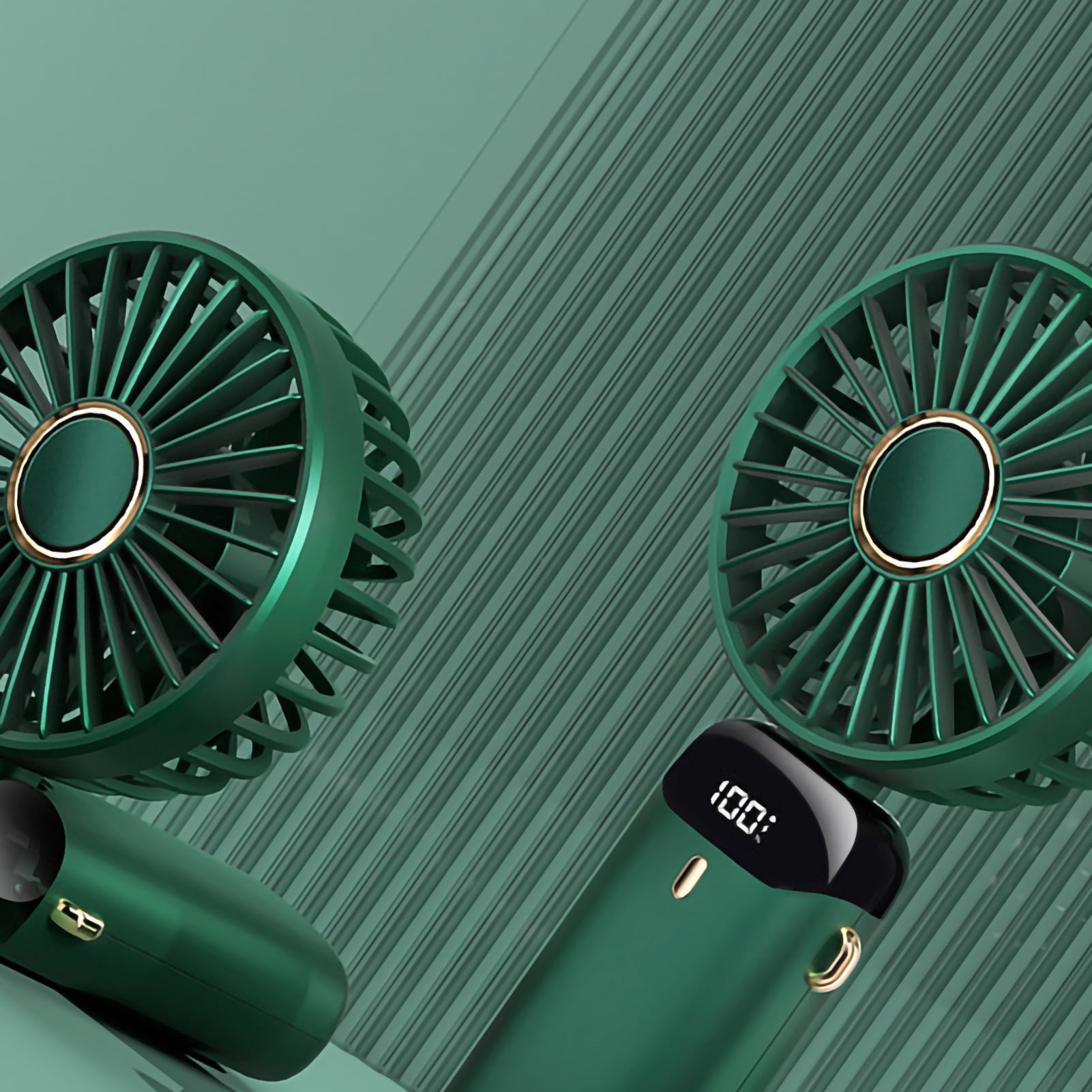 Folding Fan USB Digital Display Handheld Ergonomic Handle ABS PC Small ...