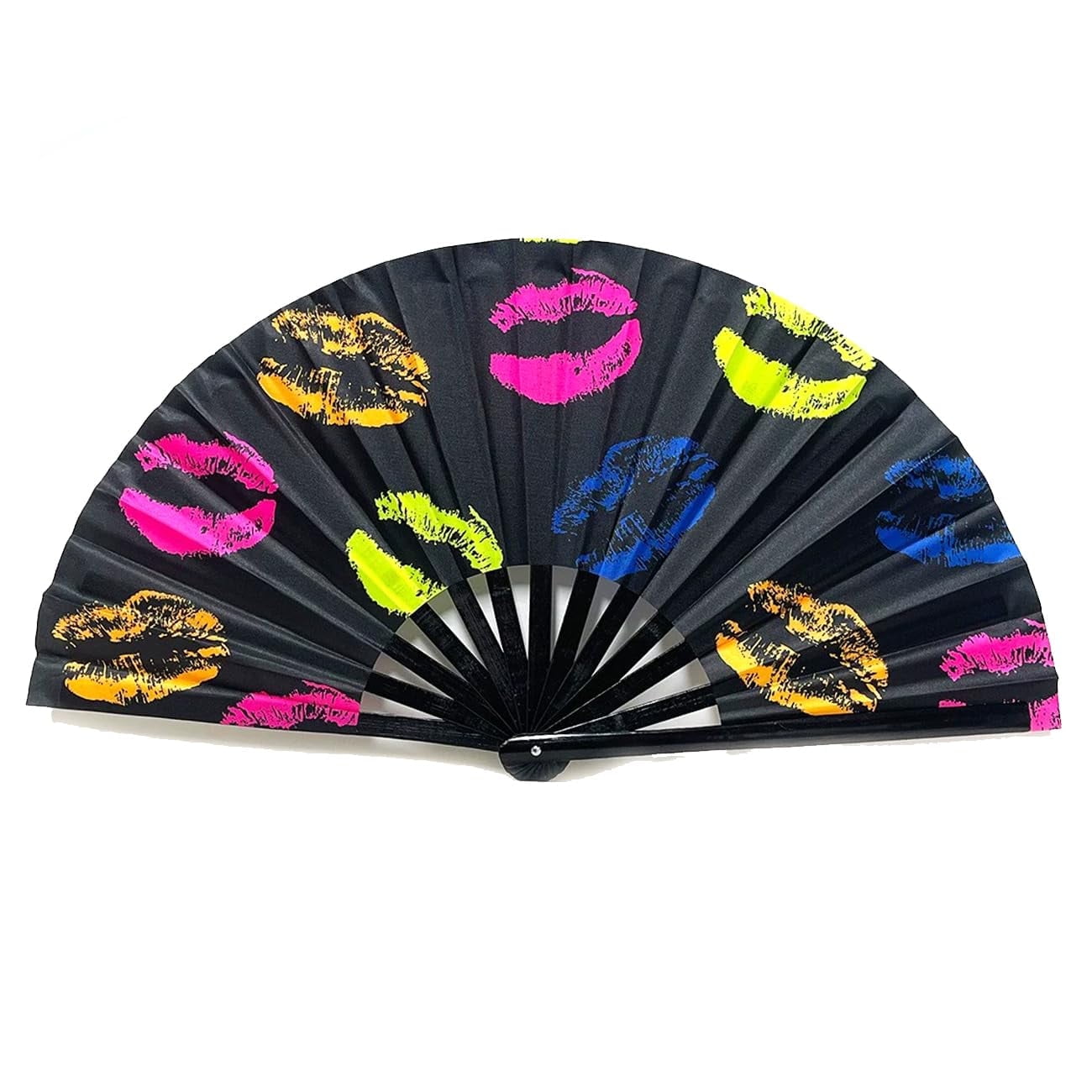 Ffscafscn Folding Fan UV Glow Rave Bamboo Summer Hand Fan Lip ...