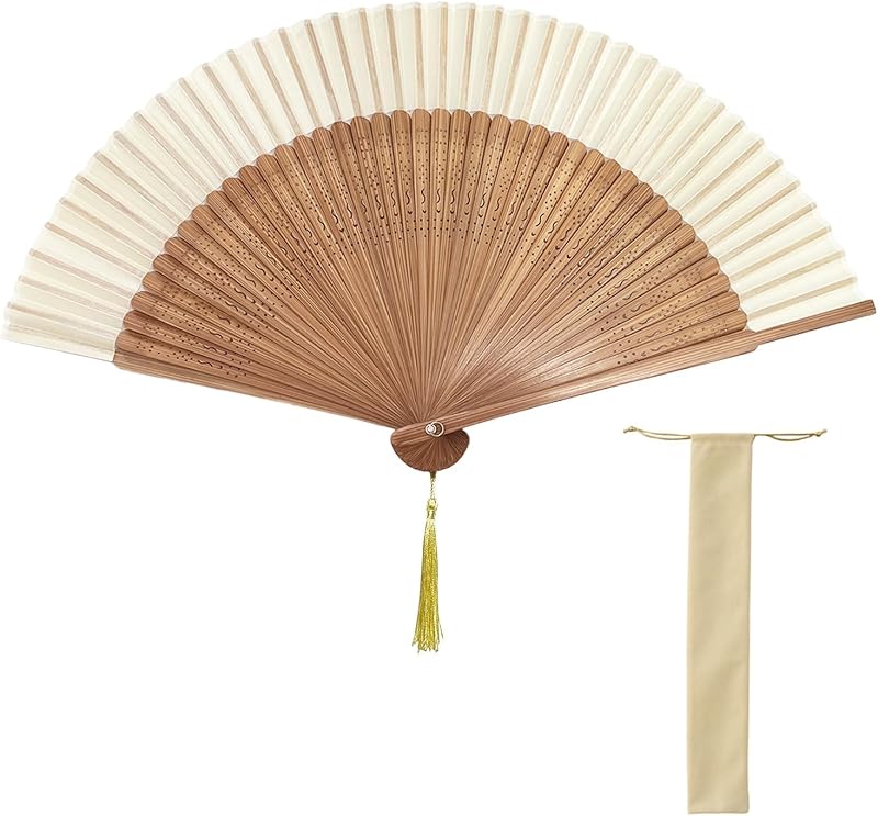 Folding Fan for Women Elegant Bamboo Japanese Hand Held with Fabric ...