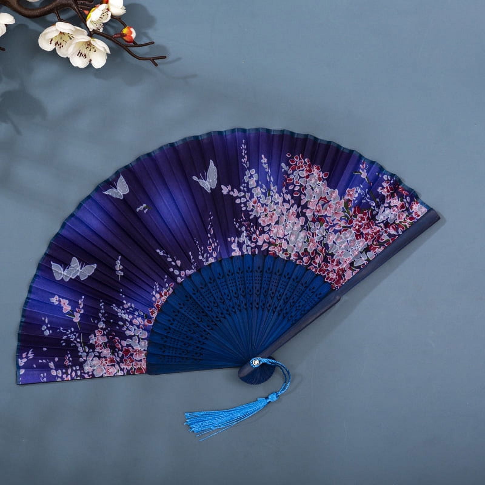 Folding Fans 4 Pieces Bamboo Handheld Fans Silk Fabric Fans Hand ...