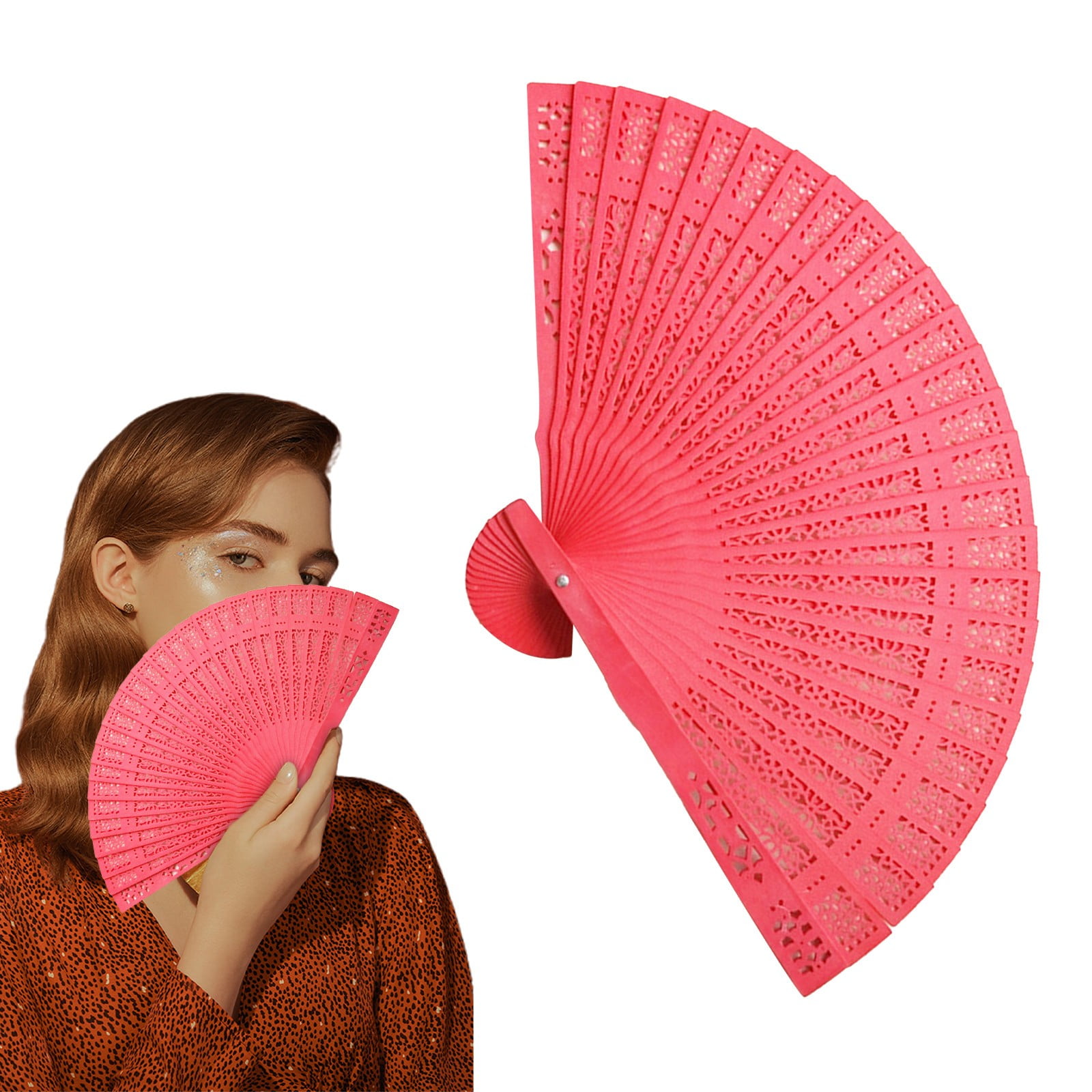 Folding Fans for Ladies, VogueV Colorful Floral Wooden Hand Fan Candy ...