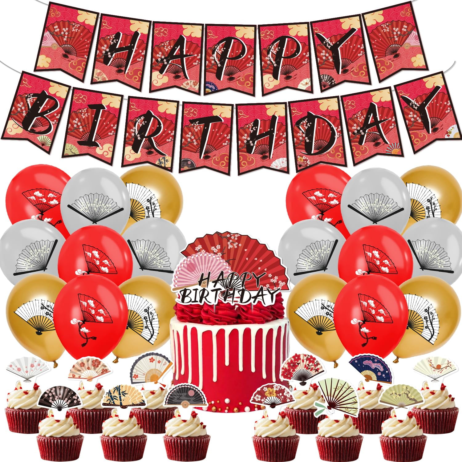 Folding Fans PartyTRDN Birthday Decorations Japanese Folding Fans Party ...