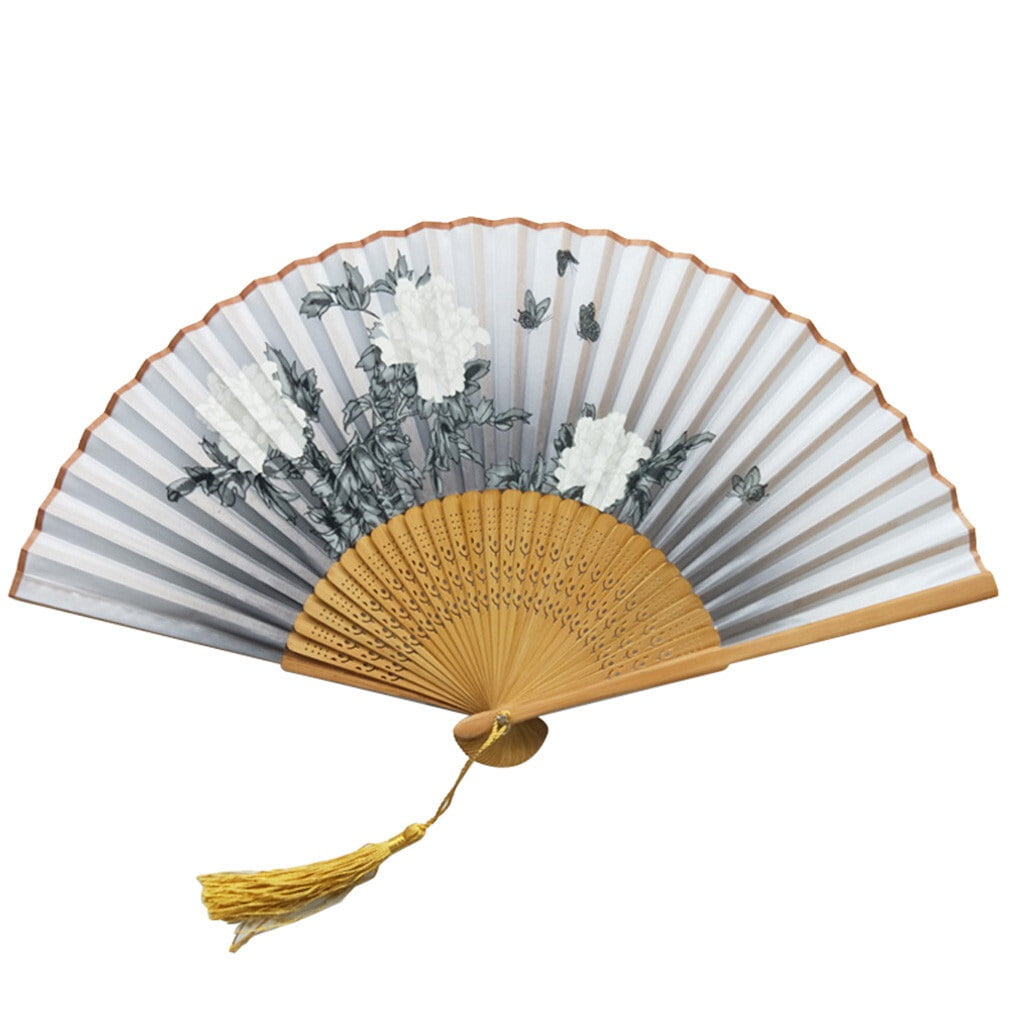 Folding Fans Retro Watercolor Floral Painting Dance Wedding Bamboo Hand ...