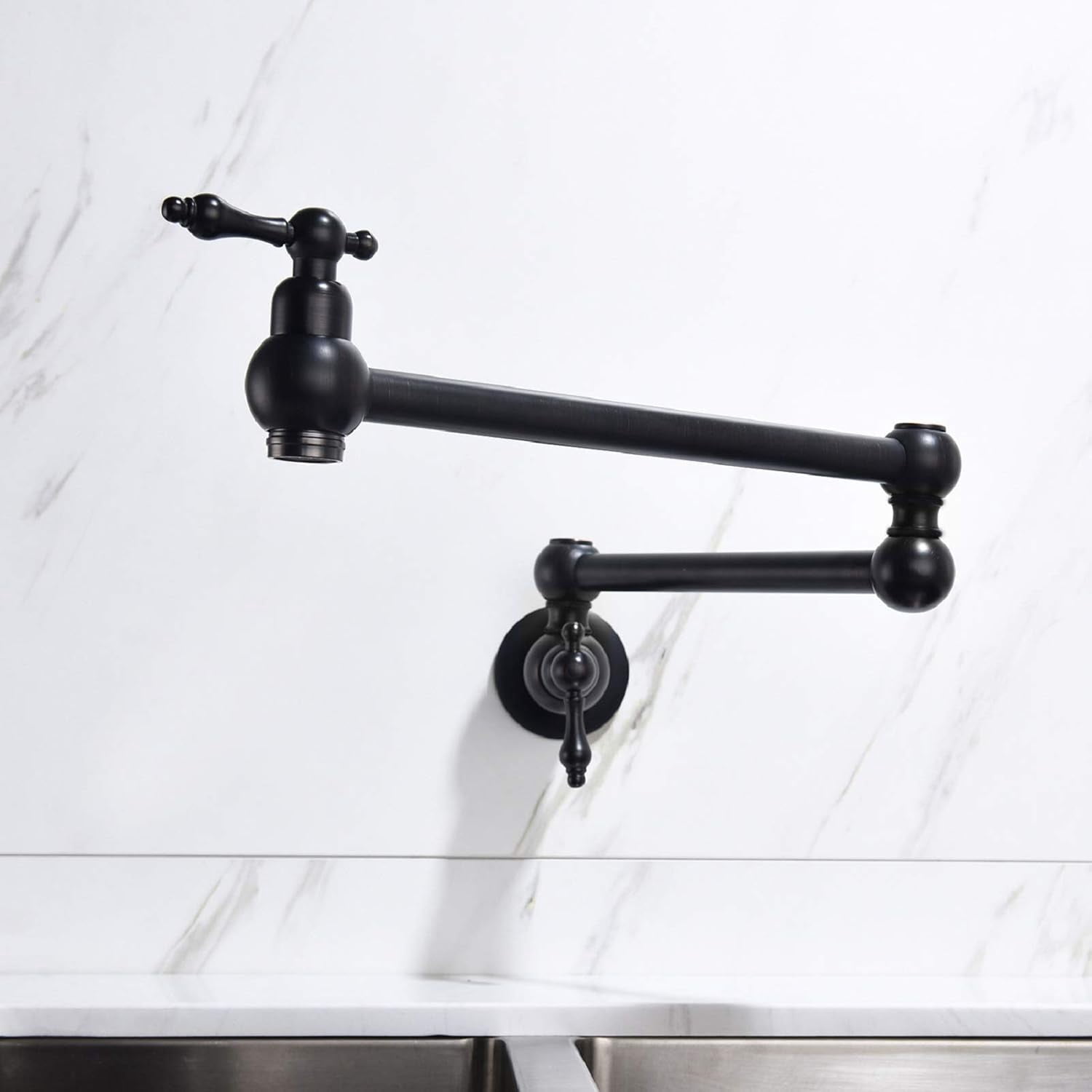 Folding Faucet Pot Filler Faucet Wall Mount, Brass Double Joint Swing ...