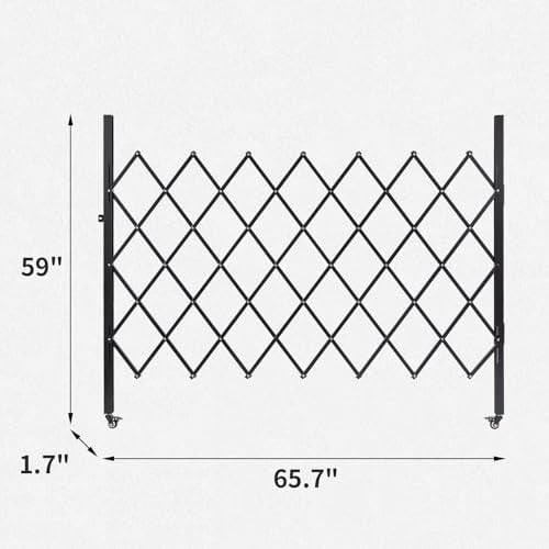 Folding Fence Gate Expandable Metal with Wheels 66" L x 59" H, Folding ...