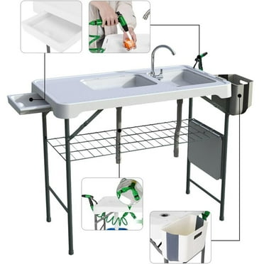 Outsunny 4FT Outdoor Fishing Plastic Prep Station: Portable, Foldable ...