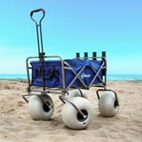 Folding Fishing Cart for Sand with Big Wheels, Upgraded Beach Wagon ...