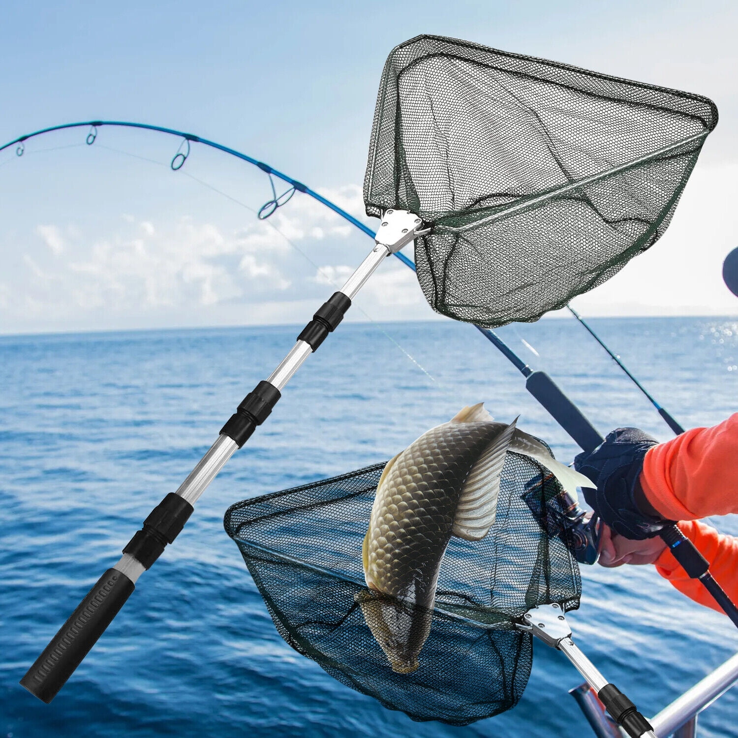 Folding Fishing Net Durable Folding Fishing Net W/ Telescopic Handle ...