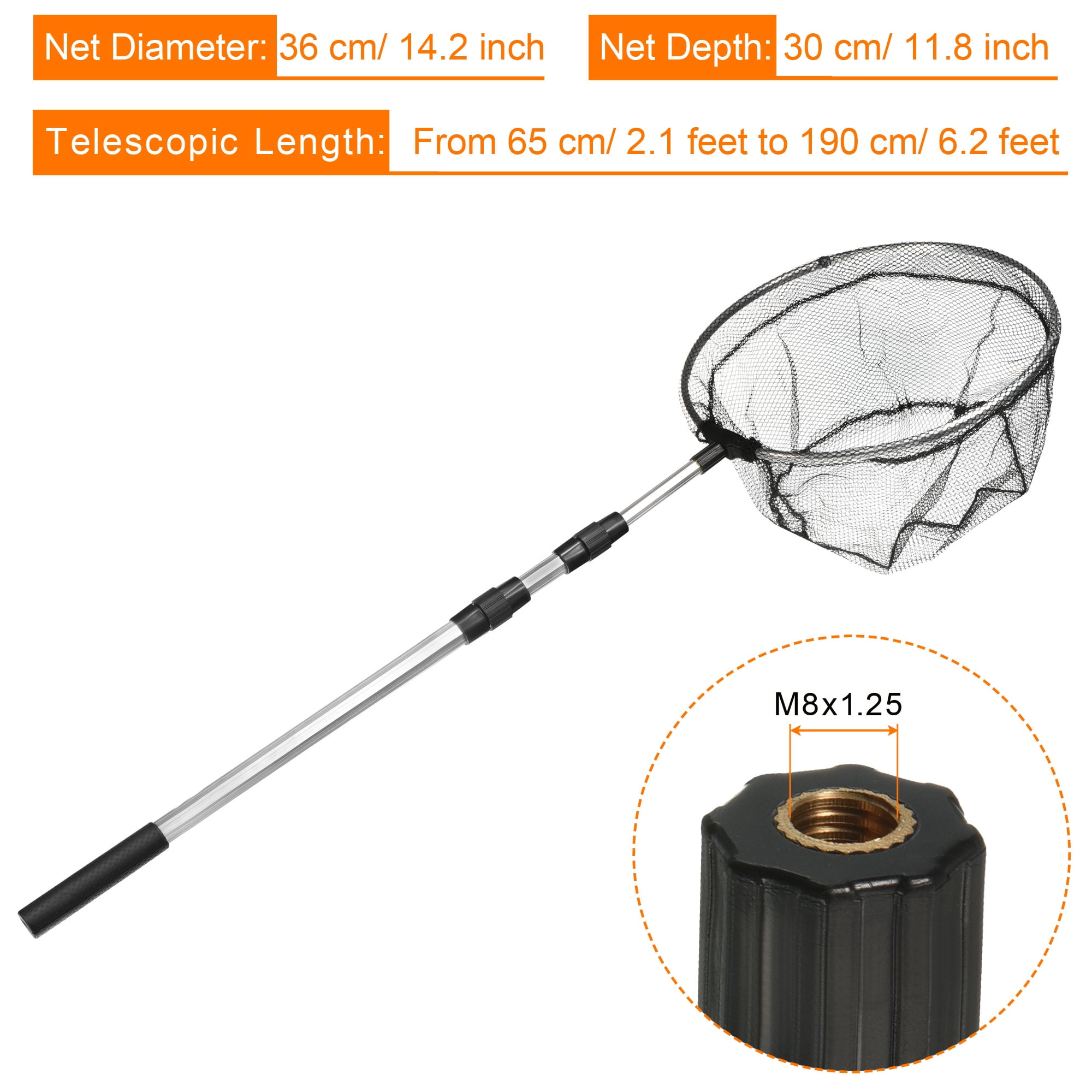 Folding Fishing Net Round Extend to 4.9ft Aluminium Alloy Telescopic ...