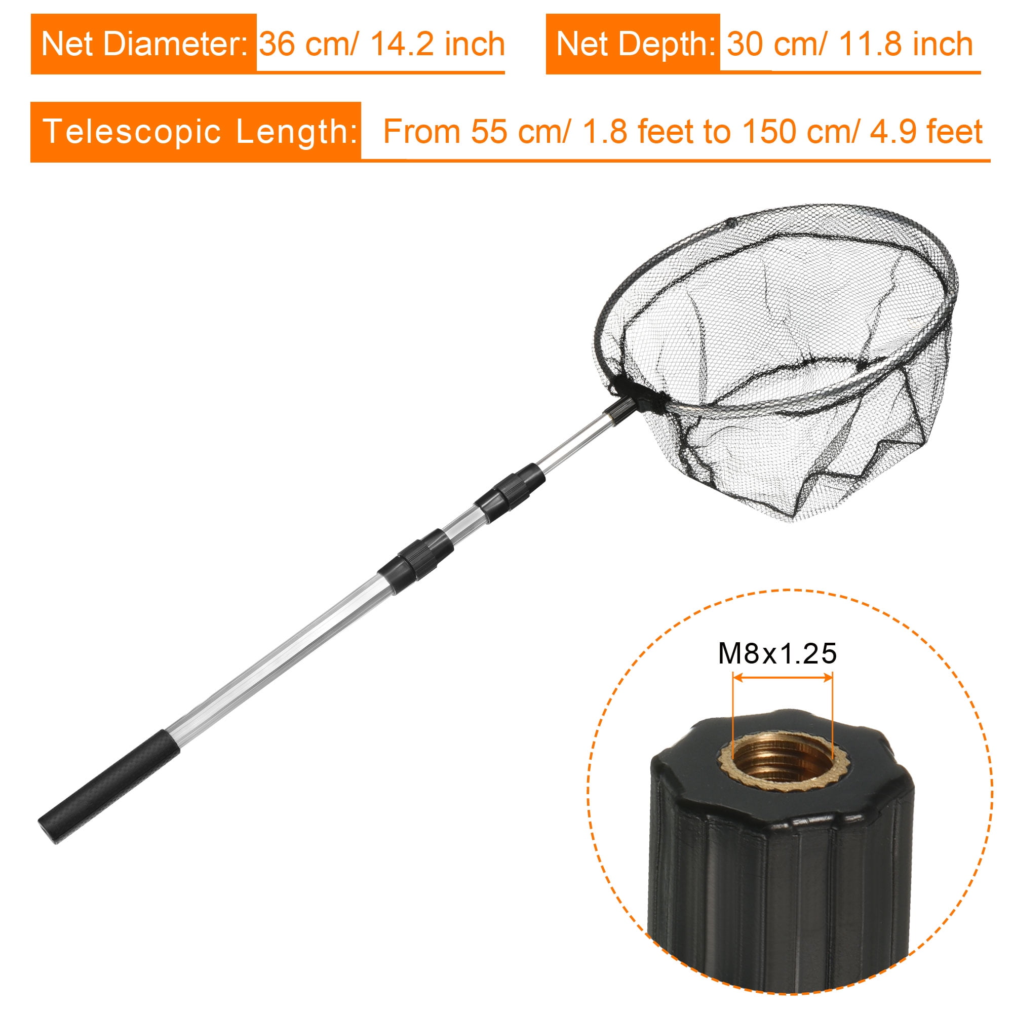 Folding Fishing Net Round Extend to 4.9ft Aluminium Alloy Telescopic ...