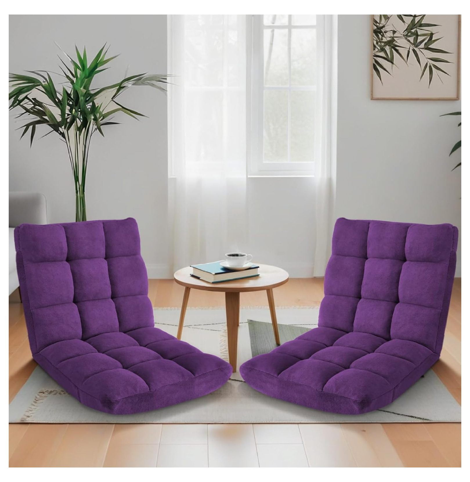 Folding Floor Chair 14-Poistion Cushioned Adjustable Floor Lazy Sofa ...