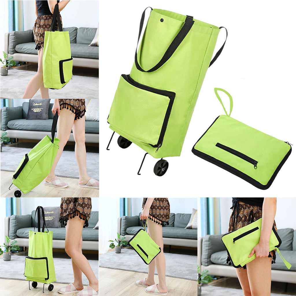 Folding Foldable Shopping Trolley Bag Cart Grocery Handbag Tote Rolling Wheels - Walmart.com