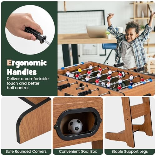 Folding Foosball Table, Space Saving Arcade Table Soccer with Durable ...