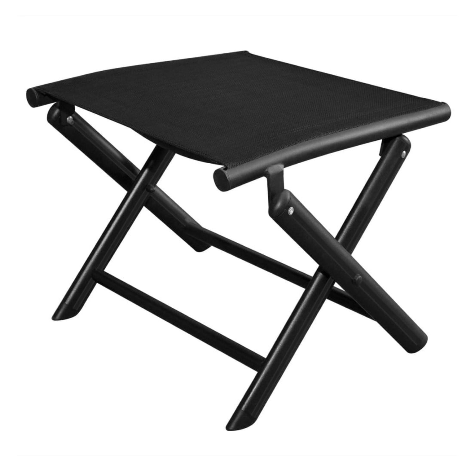 Folding Footstool Black Aluminum - Outdoor Patio Furniture Accessory ...