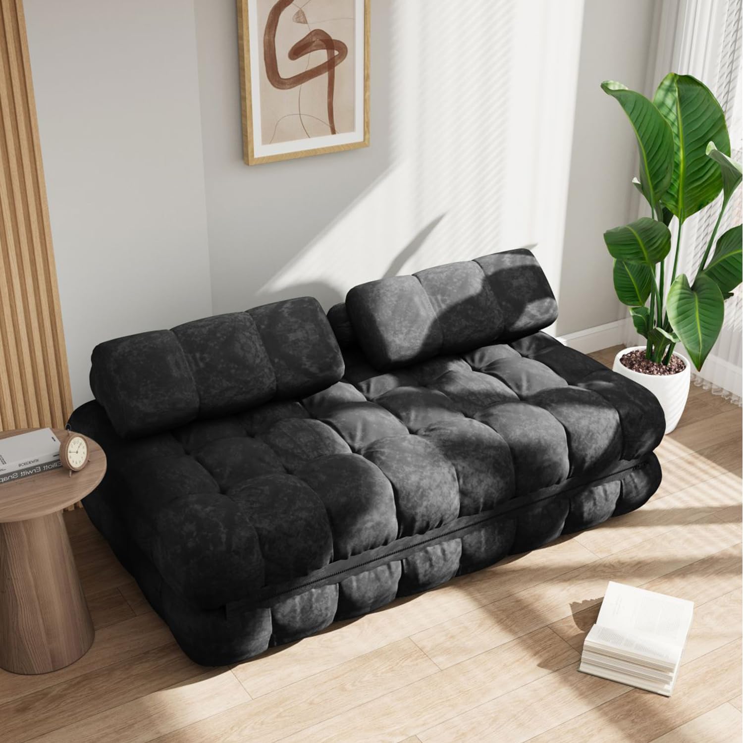 Folding Futon Sofa Bed, Full Size Convertible Sleeper Chair Bed with ...