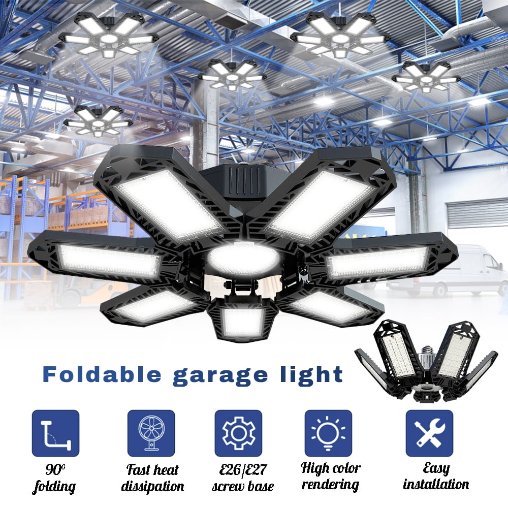Folding Garage Lighting 120W LED Light E26 E27 Ceiling Lamp LED High Bay Lights UFO Deformable ...
