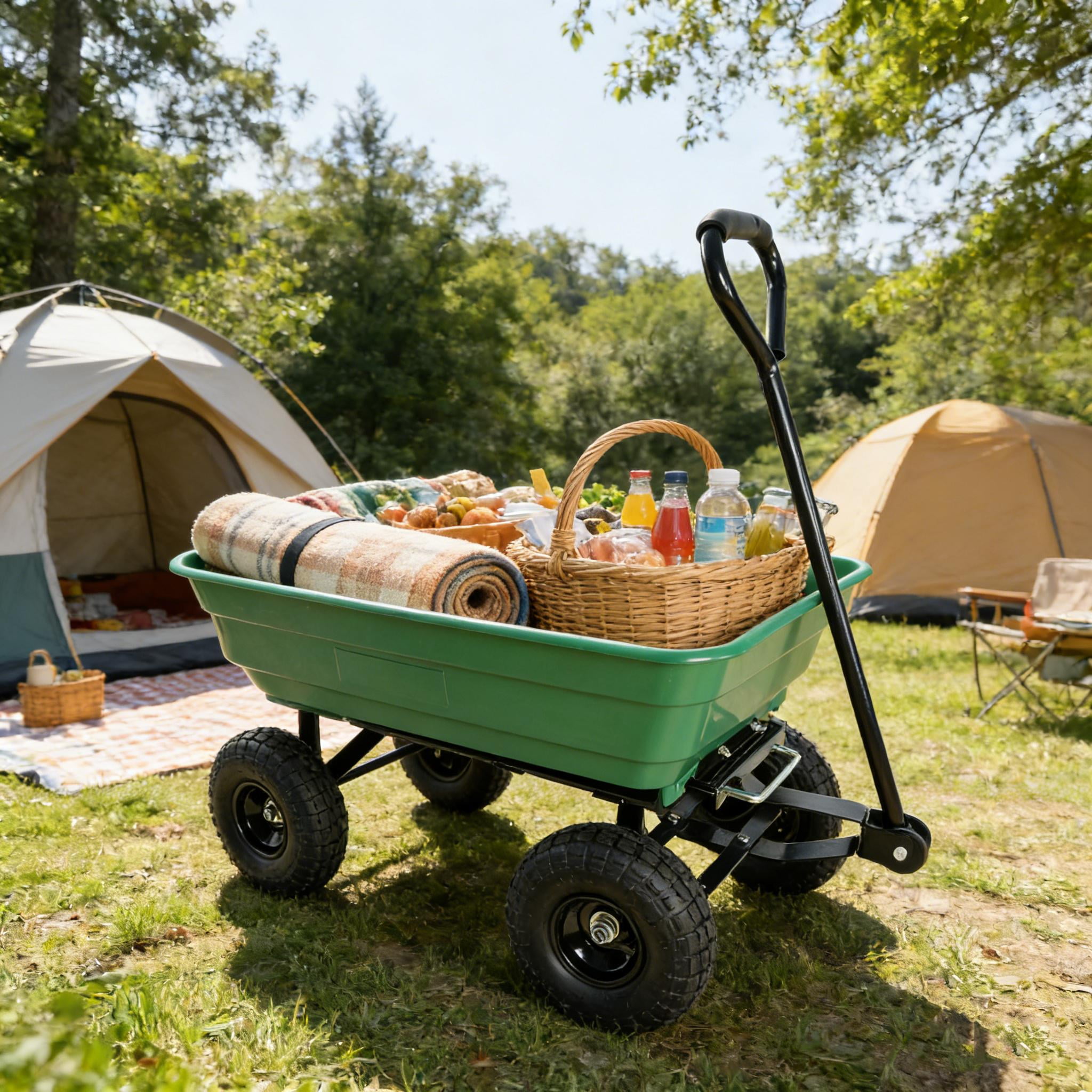 Folding Garden Dump Truck Cart – Heavy Duty Steel Frame, 10" Pneumatic ...