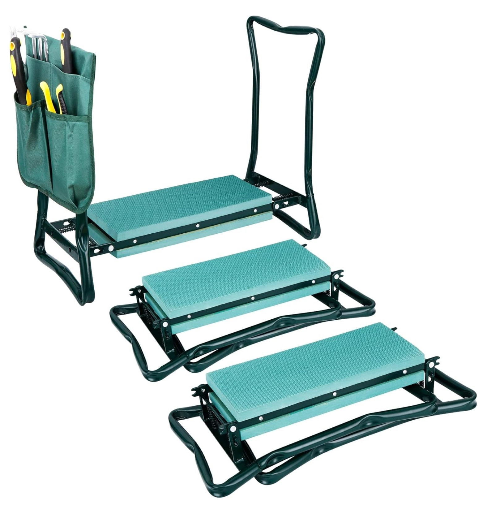 Folding Garden Kneeler Seat Stool w/Soft Kneeling Pad and Large Tool ...