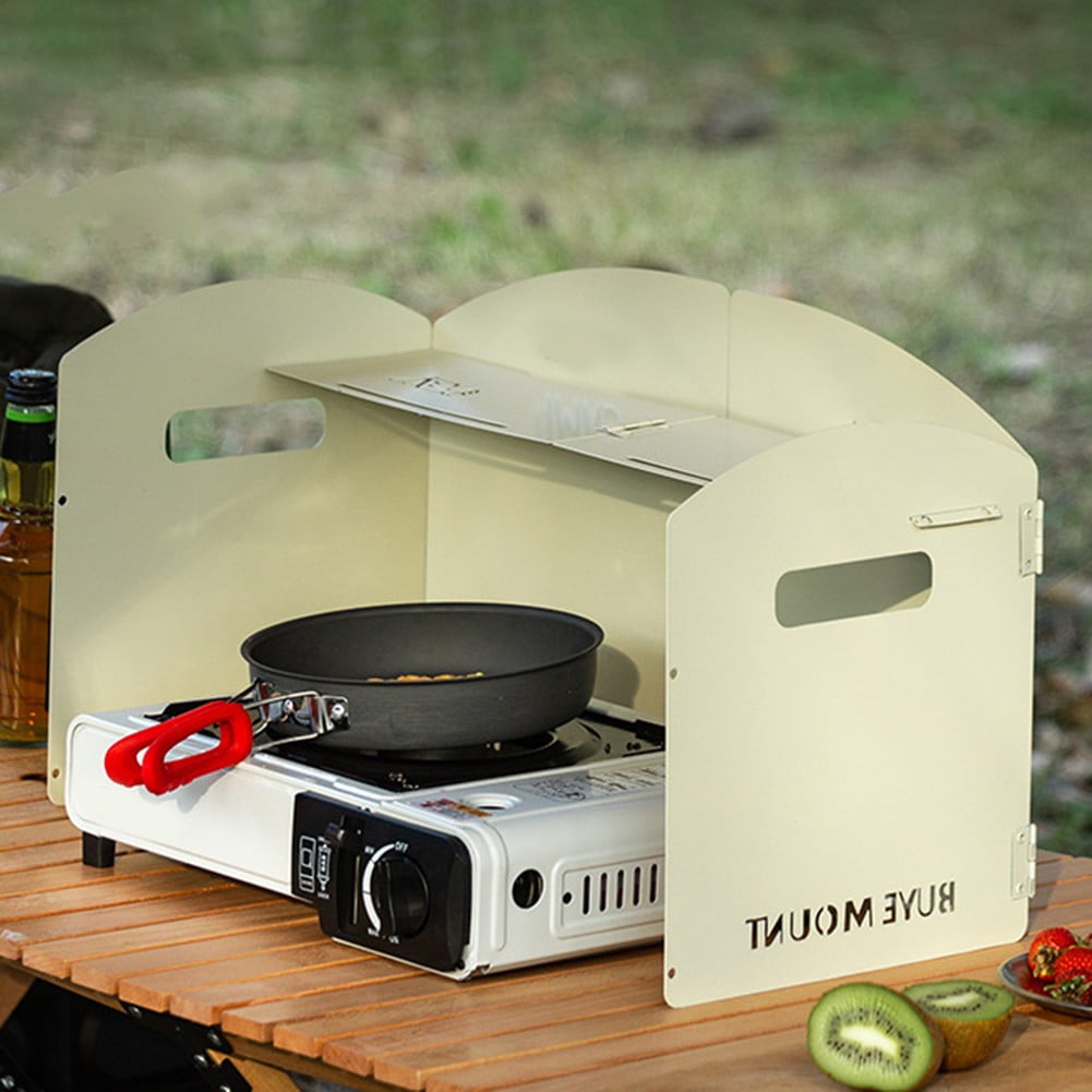 Folding Gas Stove Windshield Camping Bbq Burner Windscreen Aluminum For ...