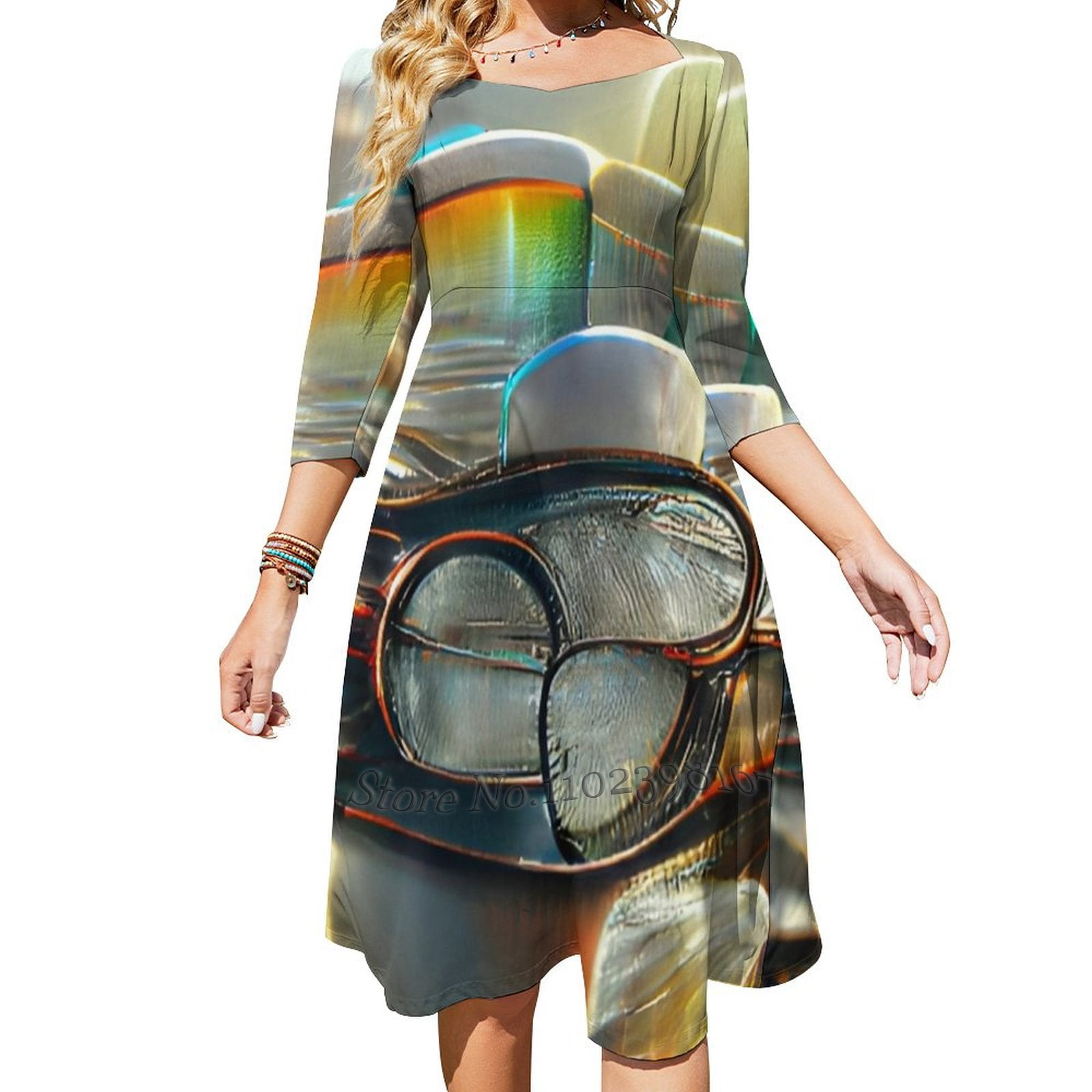 Folding Glass Of 2 ) Sweetheart Knot Flared Dress Fashion Design Large ...