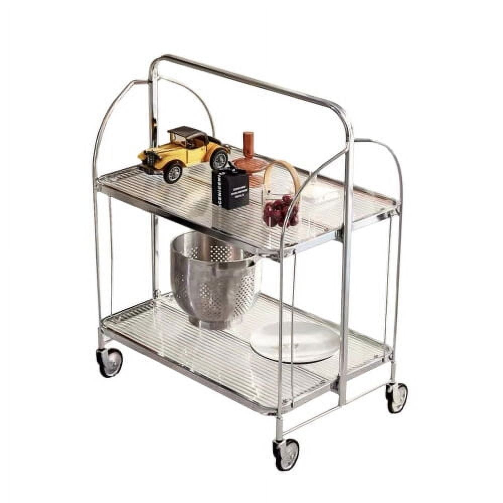Folding Glass Storage Serving Cart Bar Trolley Cart Rolling Dining Car ...